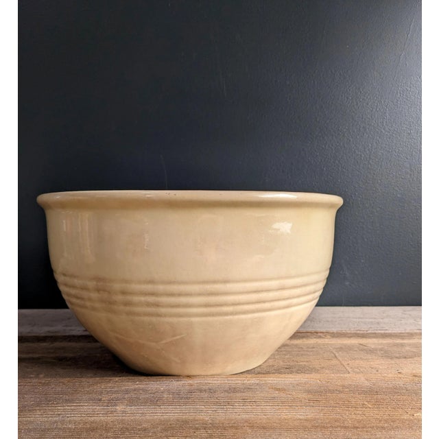 Large Antique Stoneware Crockery Style Mixing Bowl | Chairish
