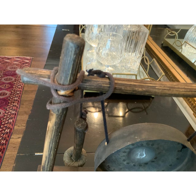 Vintage Chinese Bronze Gong Stand & Mallet | Chairish