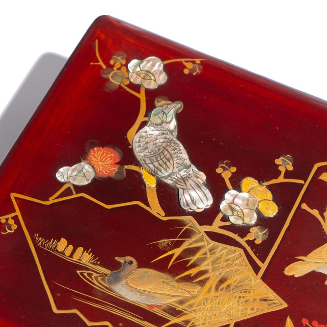 Antique Japanese Lacquered, Enameled, and Inlaid Box With Hinged Lid ...