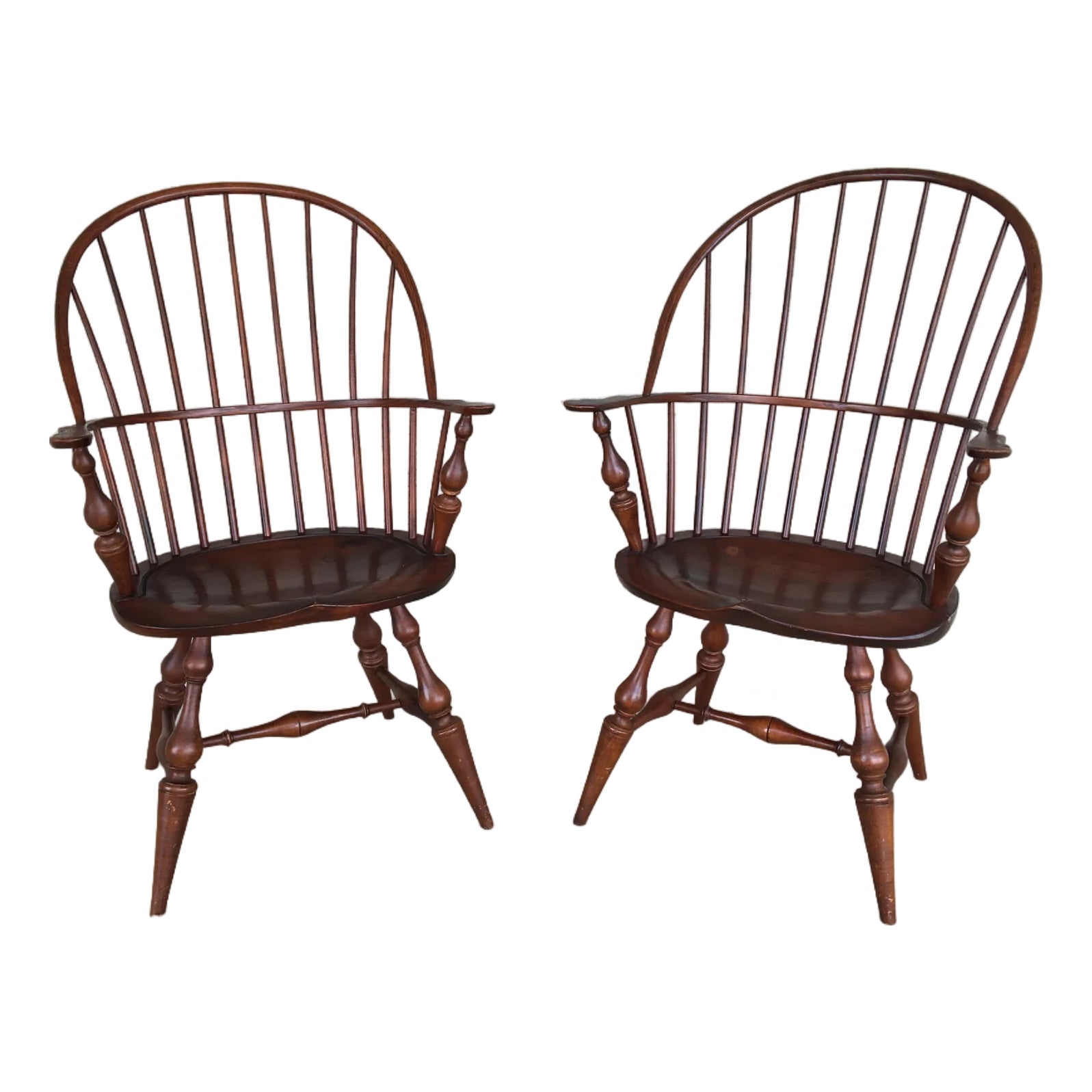 d.r. Dimes 1007 Bow Back Olde Amber Finish Arm Chairs - A Pair | Chairish