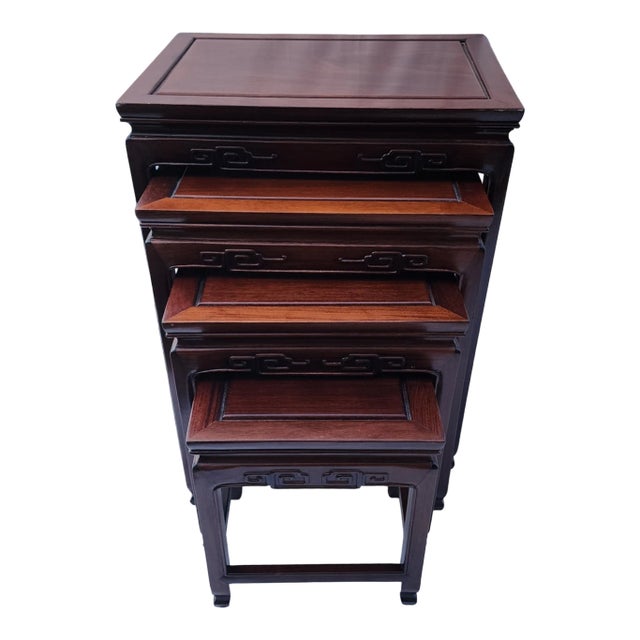 Vintage Rosewood Asian Chinese Nesting Tables - Set of 4 | Chairish