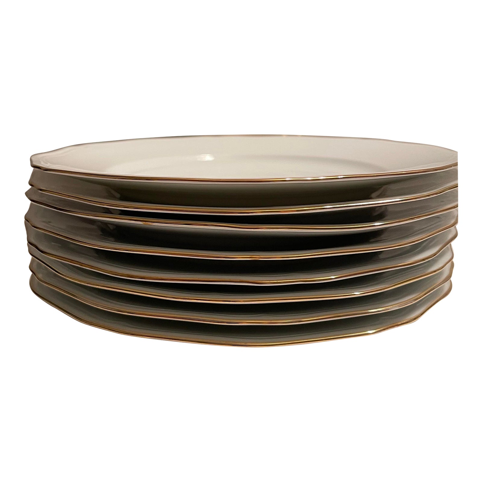 Late 20th Century Mikasa Gold Coin Dinner Plates - Set of 8 | Chairish