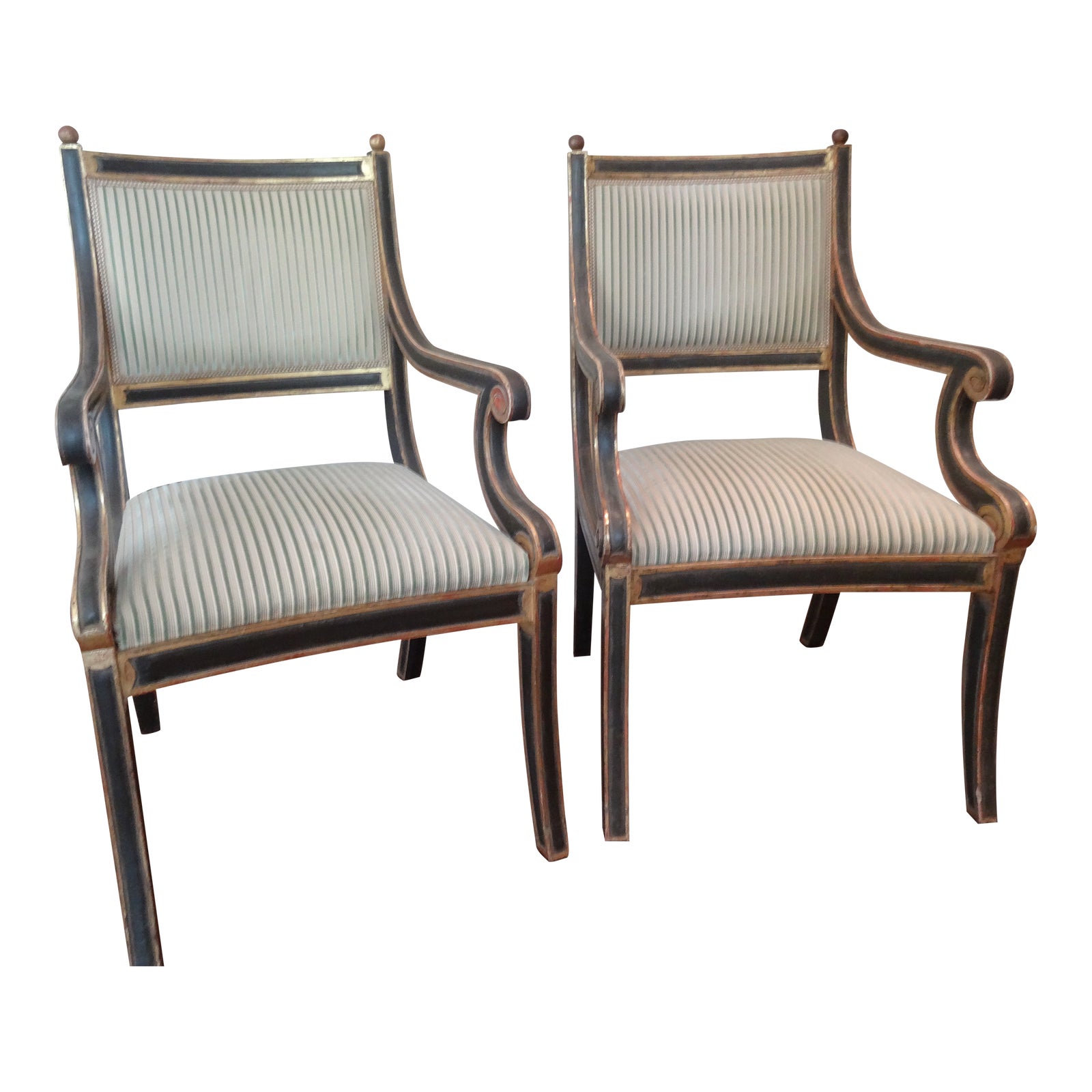 1990s Dennis & Leen Neoclassical Style Painted Armchairs- a Pair | Chairish
