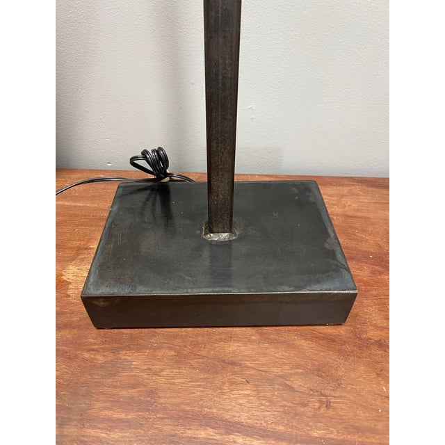 1970s Hand Crafted Forged Wrought Iron Modern Rustic Table Lamp | Chairish