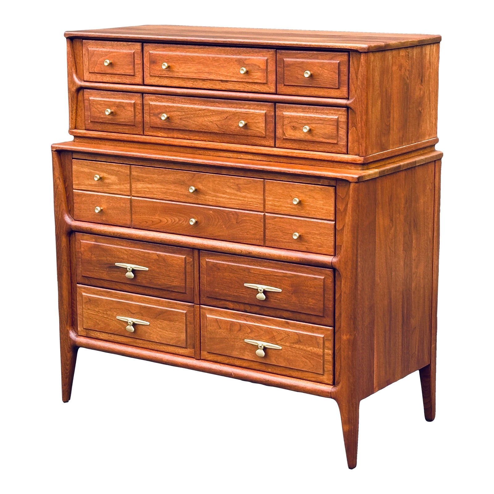 Restored Mid-Century Modern Link Taylor Solid Walnut Highboy Dresser ...