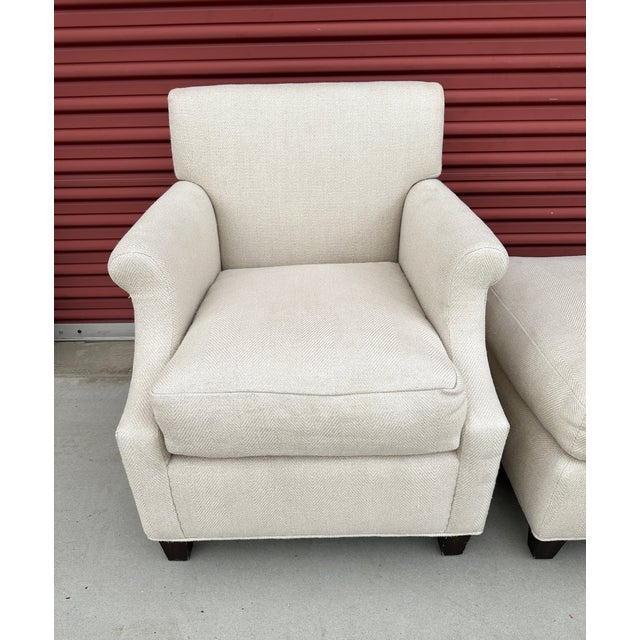George Smith Style Short Scroll Arm Chair W/Ottoman | Chairish