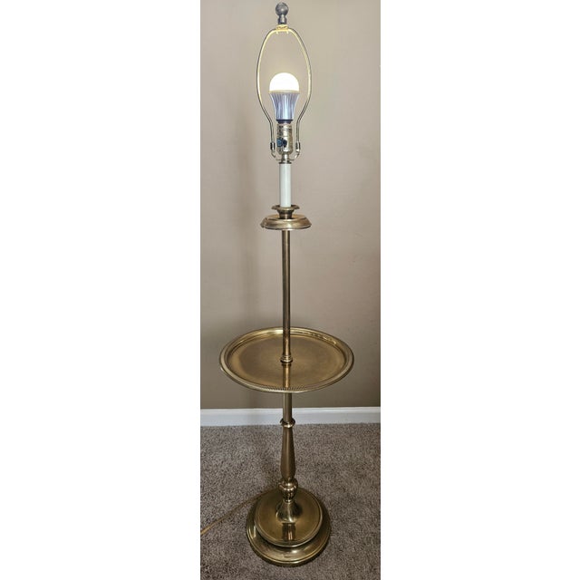 Late 20th Century Vintage Frederick Cooper Brass Floor Lamp With Round ...