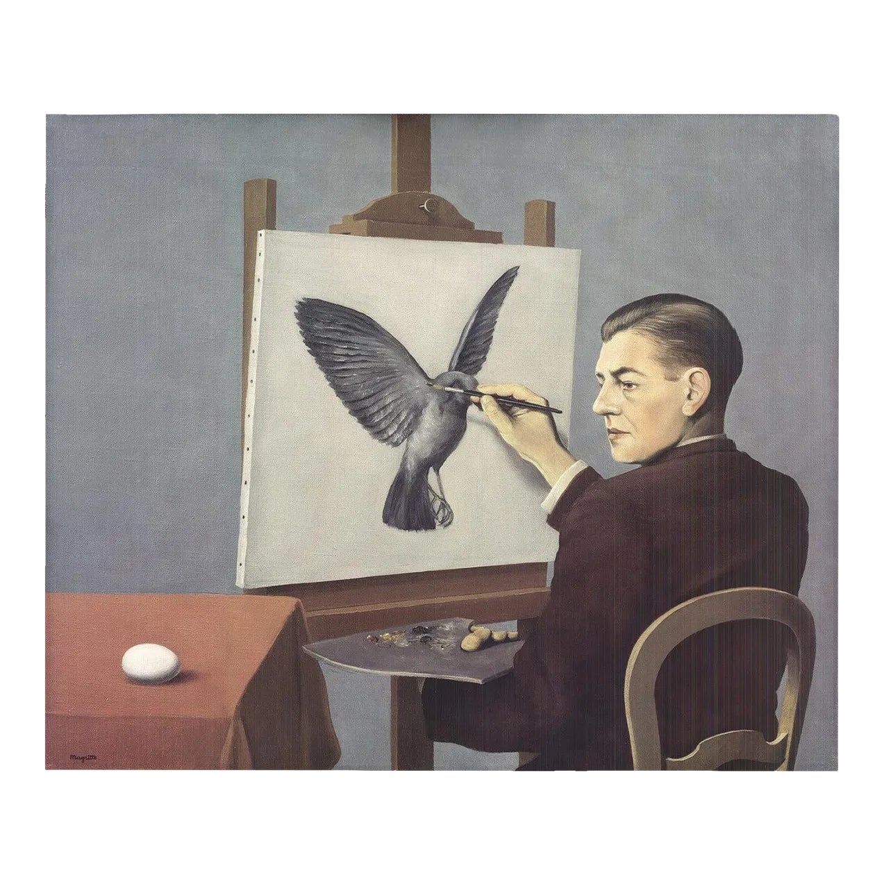 2005 Rene Magritte 'La Clairvoyance' Surrealism Red,White,Black & White ...