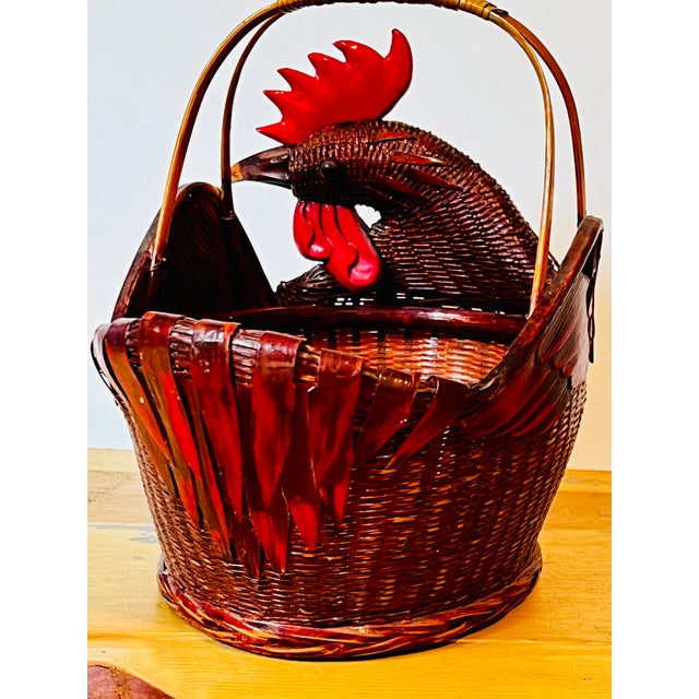 Vintage Rooster Chicken Basket | Chairish