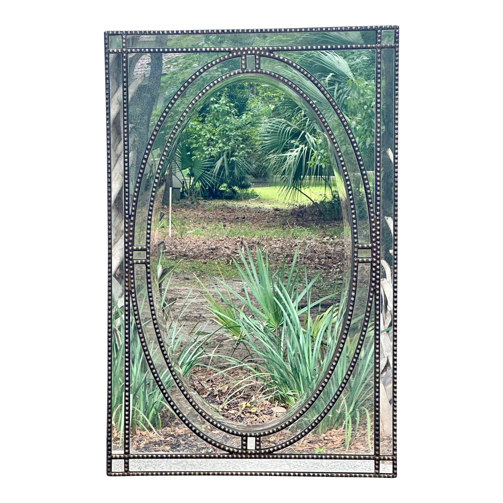 Vintage Uttermost Bead Studded Mirror | Chairish
