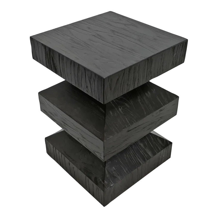 Ebony Oak Prism Side Table | Chairish