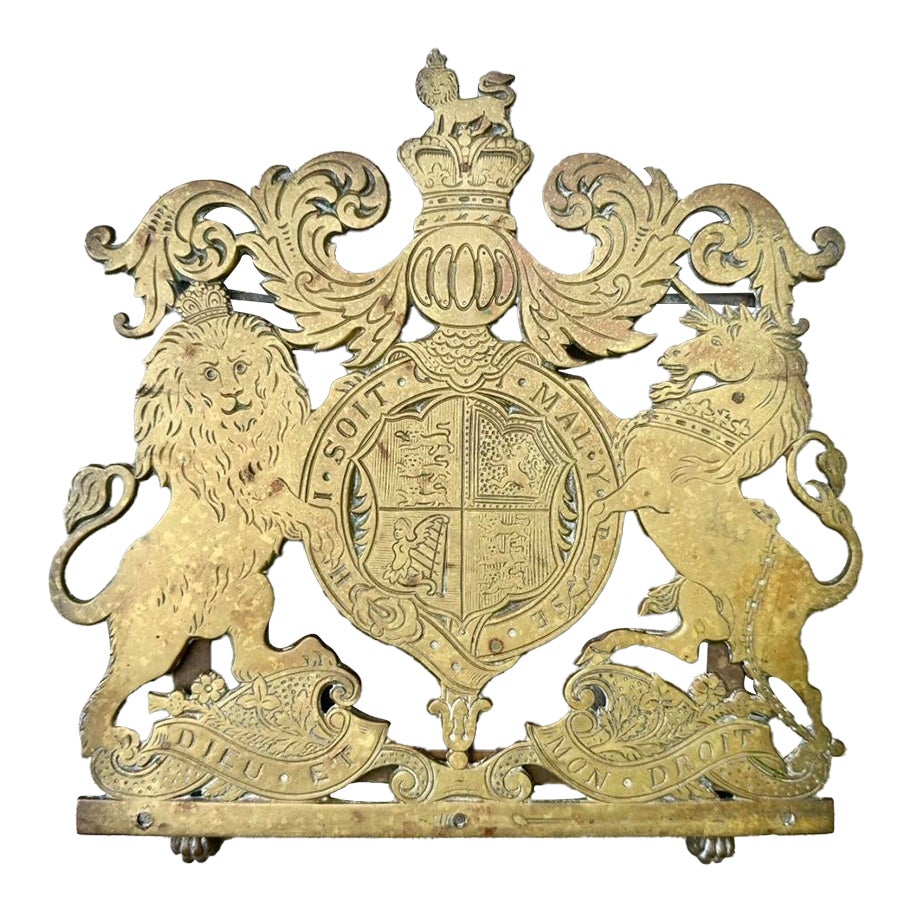 Rare Victorian Brass Adjustable Book Rest With British Royal Coat of ...