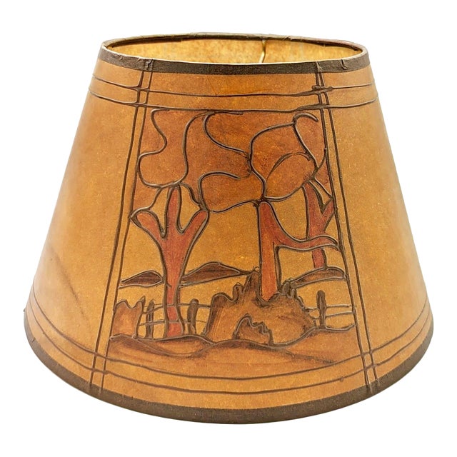 Early 20th Century Arts and Crafts Lamp Shade Hand Painted Parchment ...