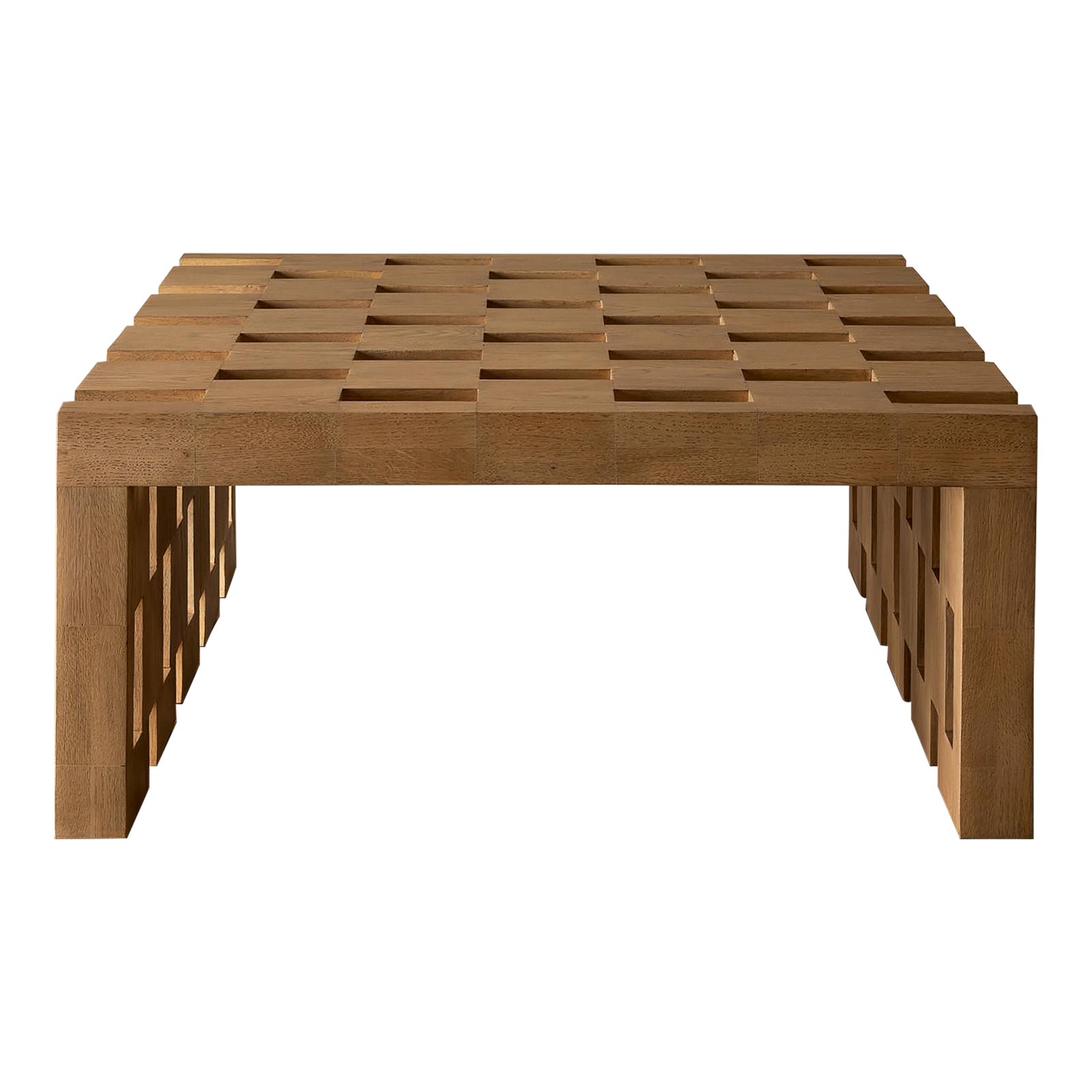 Vivi Checkered Oak Coffee Table | Chairish