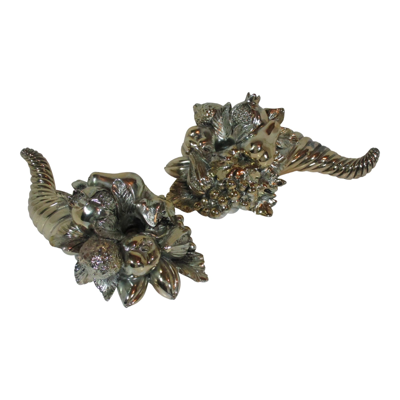Laminato Argento Silver Cornucopia Candleholders, Italy - a Pair | Chairish