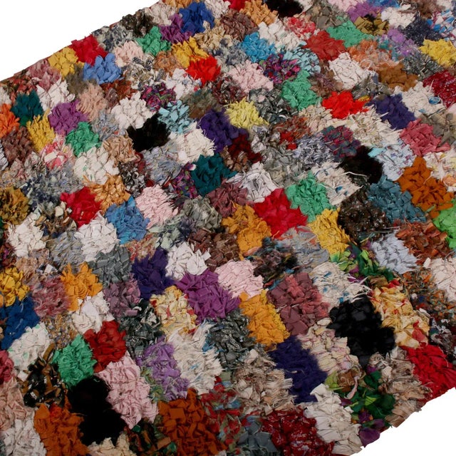 Vintage Moroccan Berber Geometric Checkerboard Multicolor Wool Fabric ...