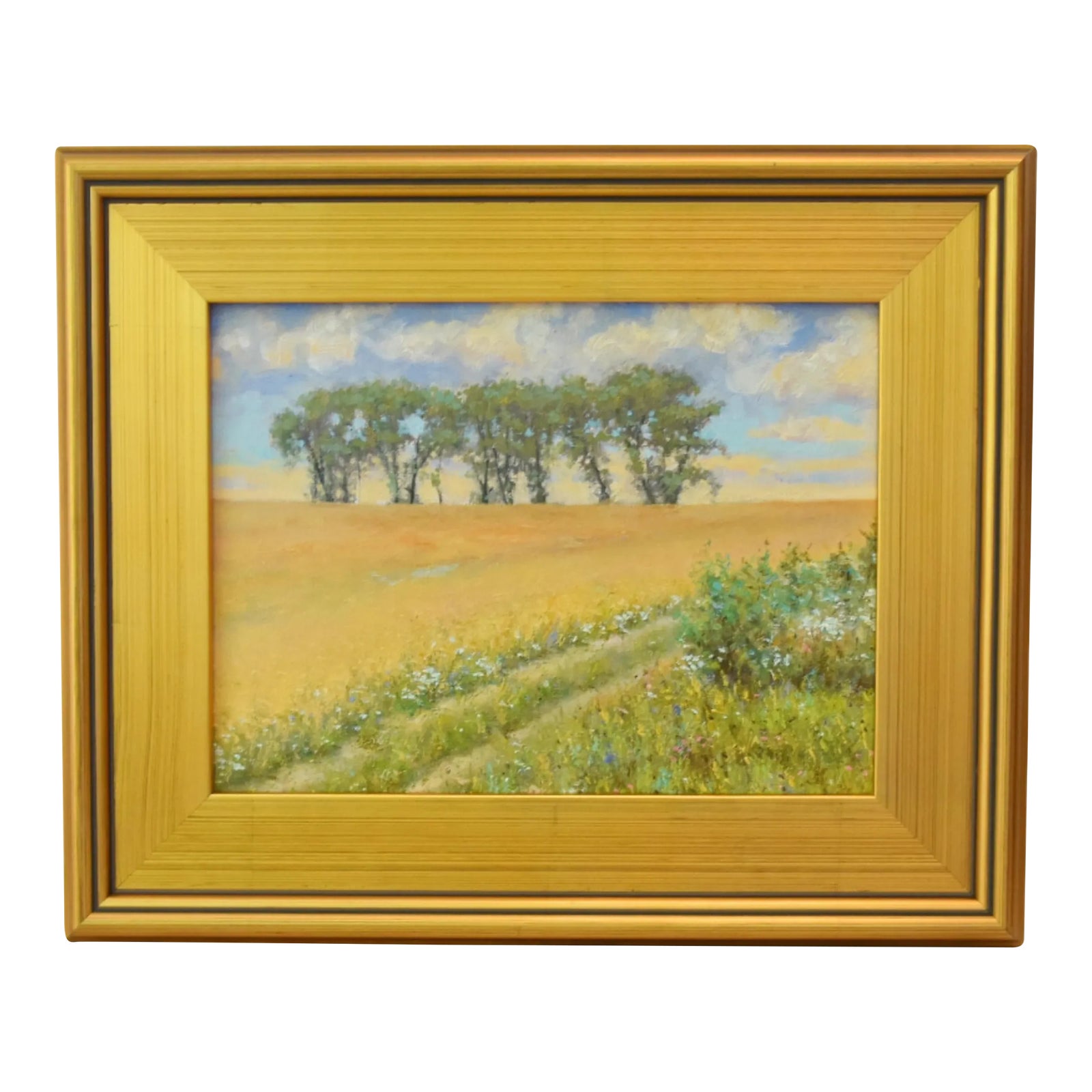 Impressionist Trees Landscape Oil Painting Including the Antiqued Gold ...