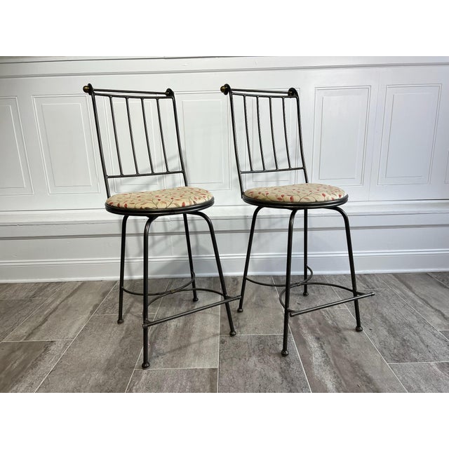 Antique Charleston Forge Wrought Iron Counter Stools- a Pair | Chairish