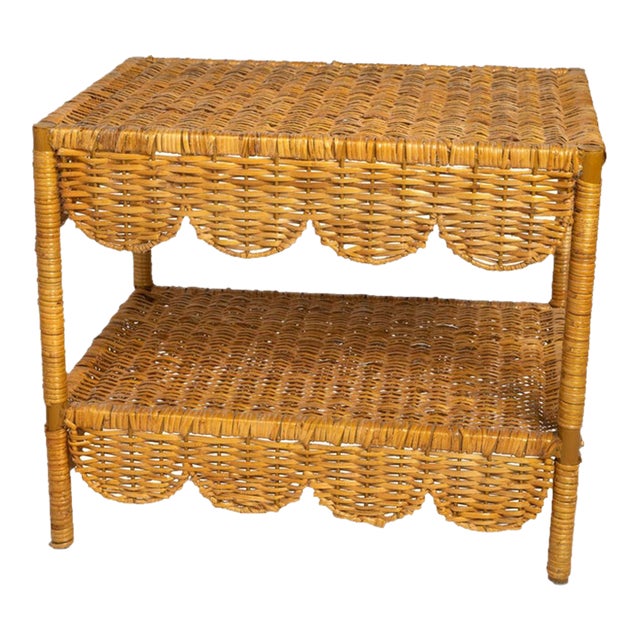 Scalloped Wicker Coffee Table, 36" | Chairish