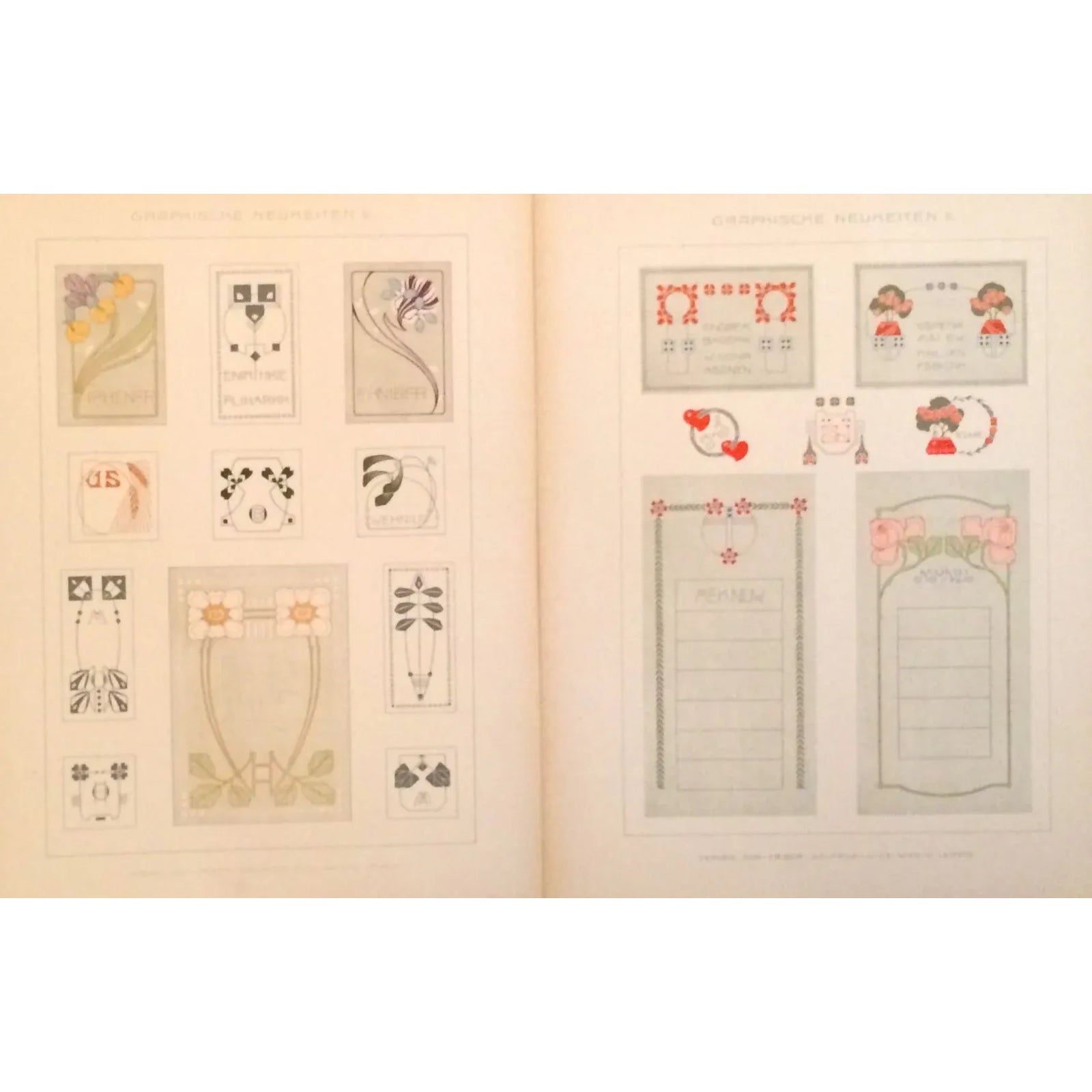 1900 Delicate Border Decorator Prints - Pair | Chairish