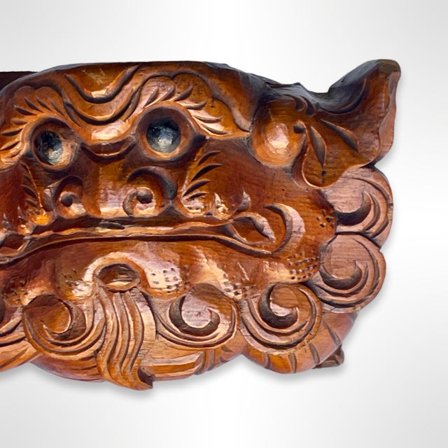 Vintage Chinese Foo Dog Carved Wood Wall Brackets, Pair | Chairish