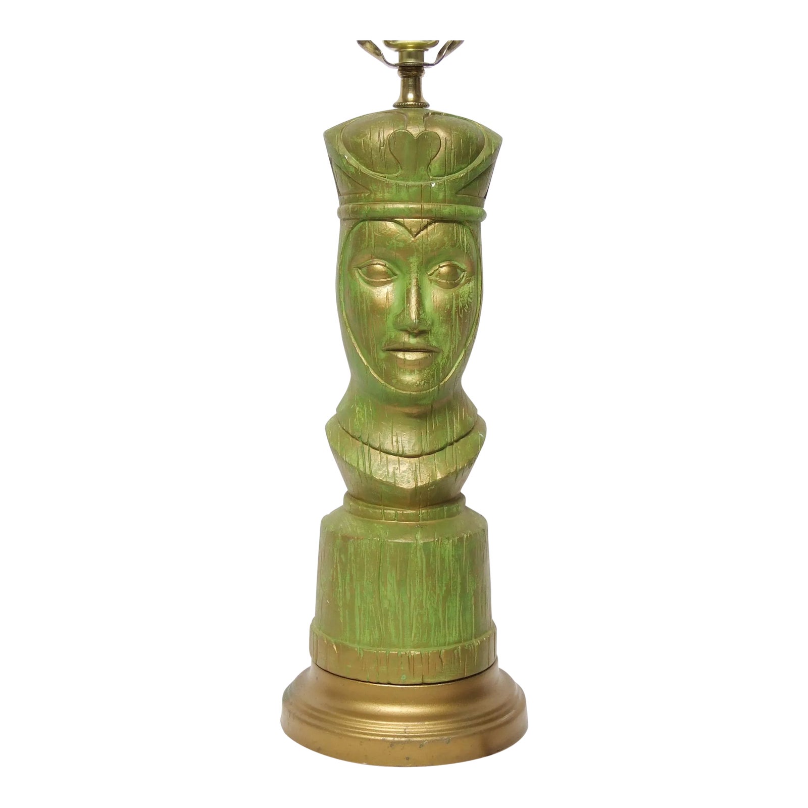 Vintage Mid Century Modern Queen of Hearts Chess Figure Artisan Lamp ...