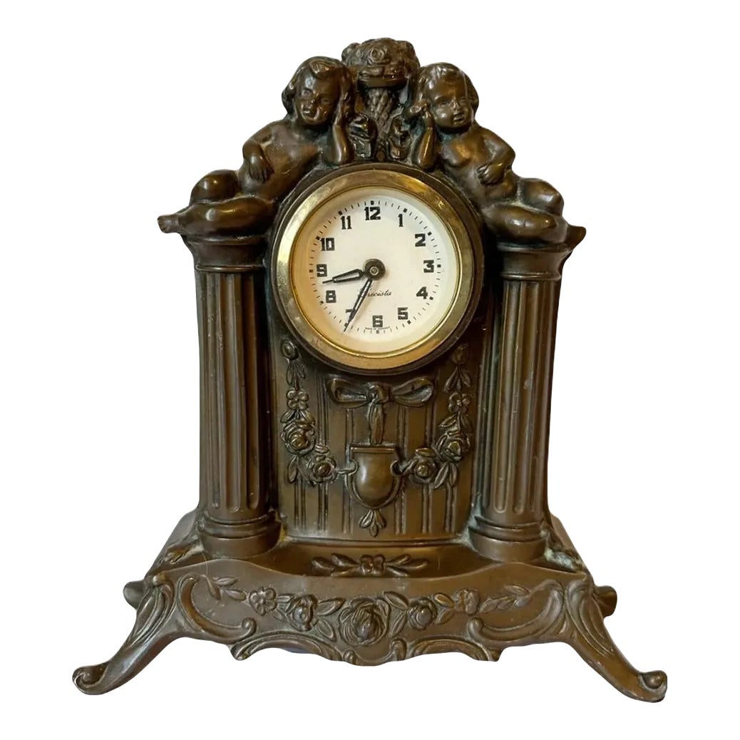 Antique Edwardian Circa 1910 Precista Cast Metal Putti Cherubs Mantle ...