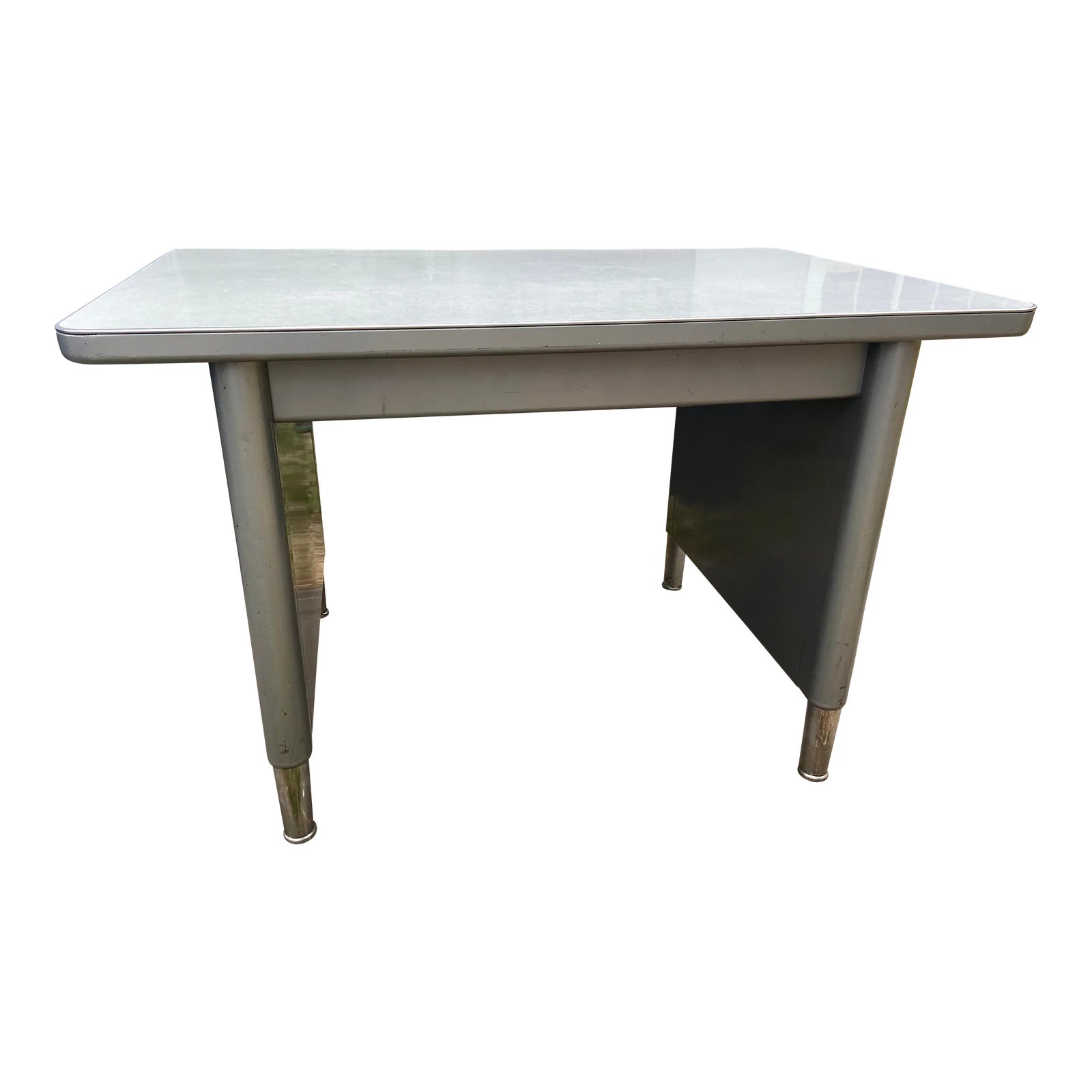 1960s Vintage Mid Century Modern Metal Desk Table | Chairish