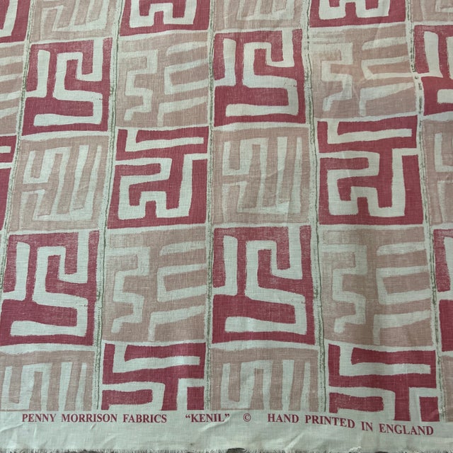 Penny Morrison Pink Kenil Linen Fabric - 2 Yards | Chairish