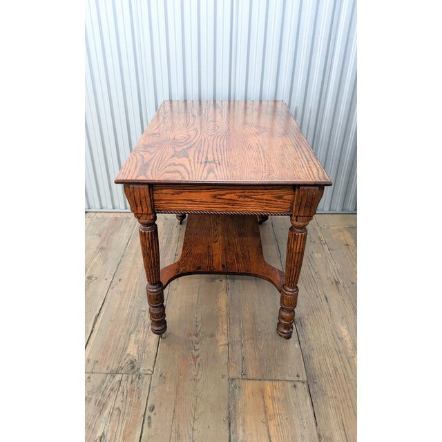 Early 20th Century Antique Oak Single Drawer Library Table | Chairish