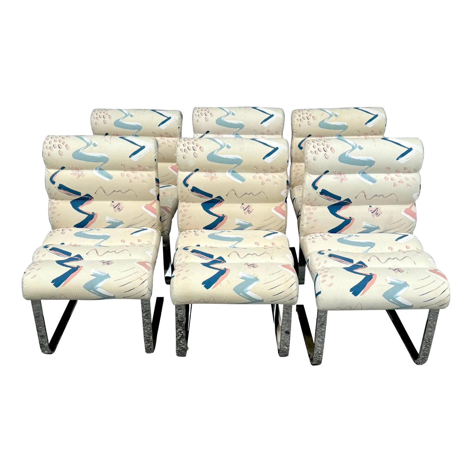 6 Mid Century Modern Biomorphic Chrome Cantilever Chairs, by Preview ...