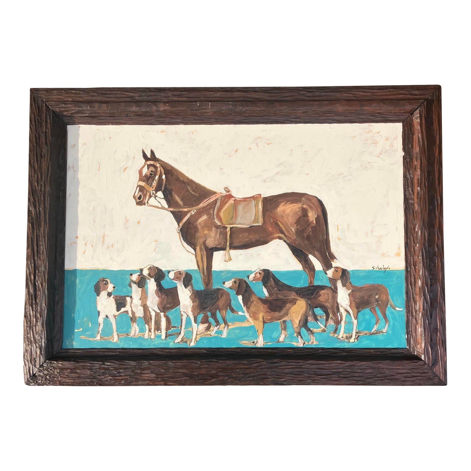 Contemporary Original Stephen Heigh Equestrian Painting “Horse & Hound ...