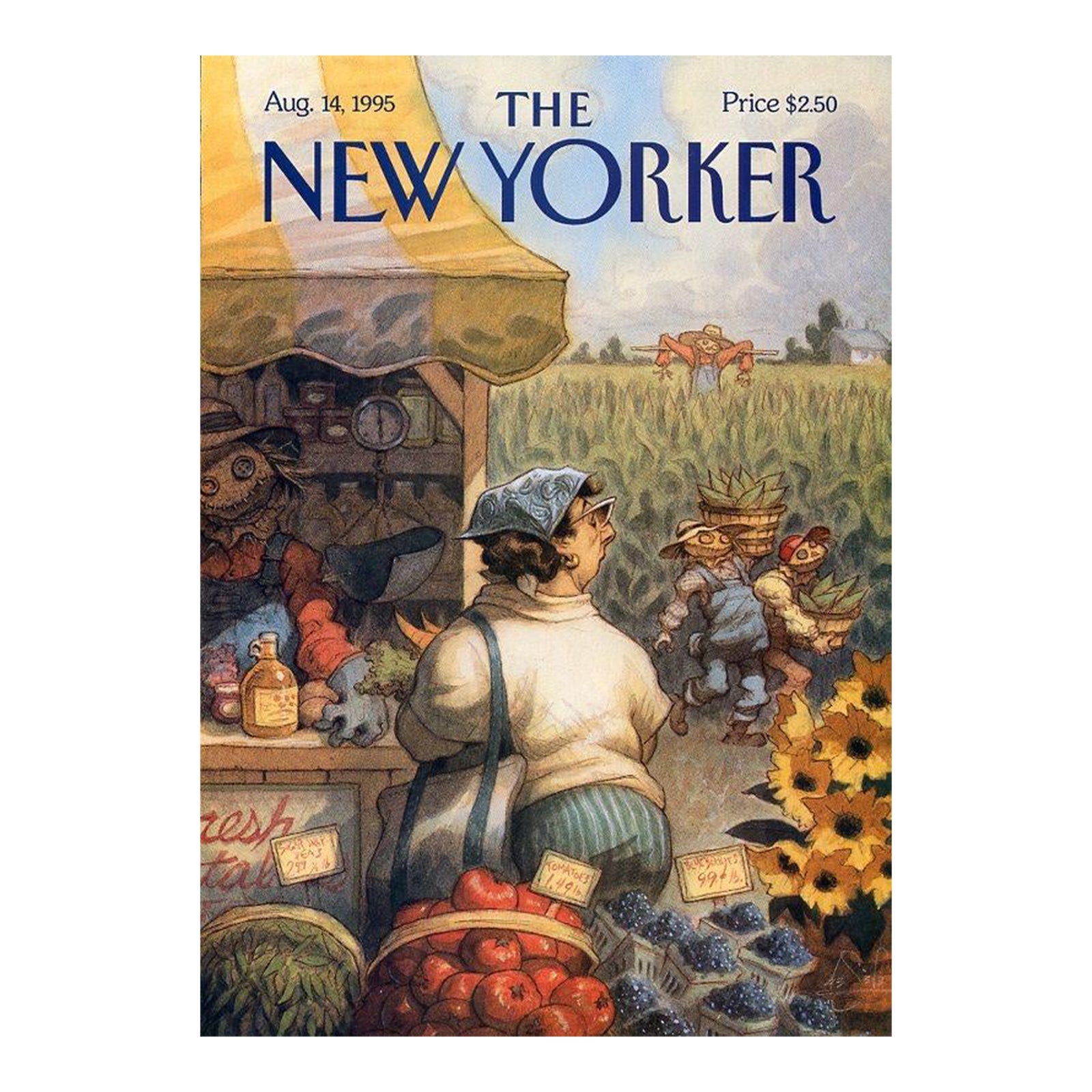 1995 Vintage New Yorker Cover, August 14 (Peter De Seve), Original New ...