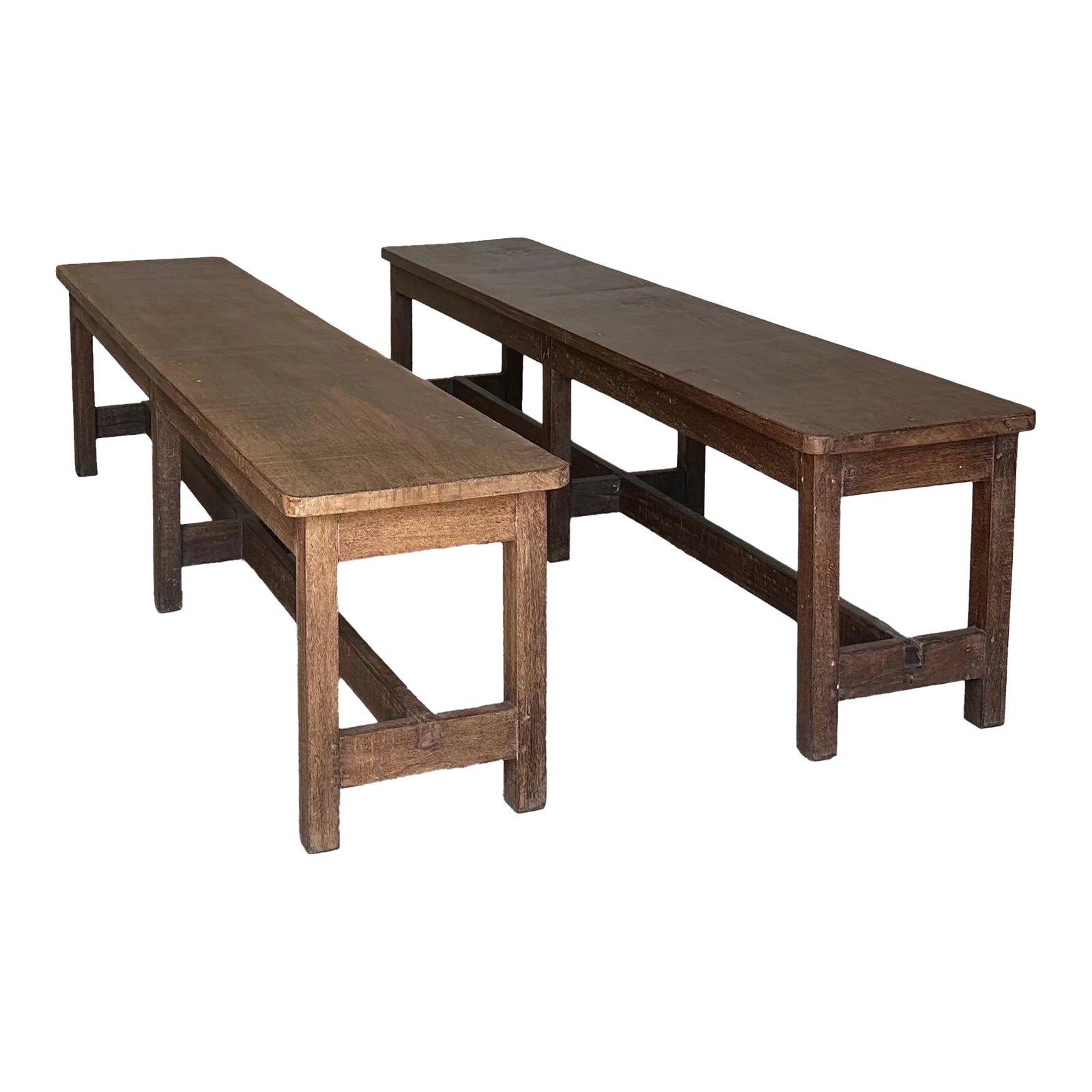 Pair of Large Teak Benches | Chairish