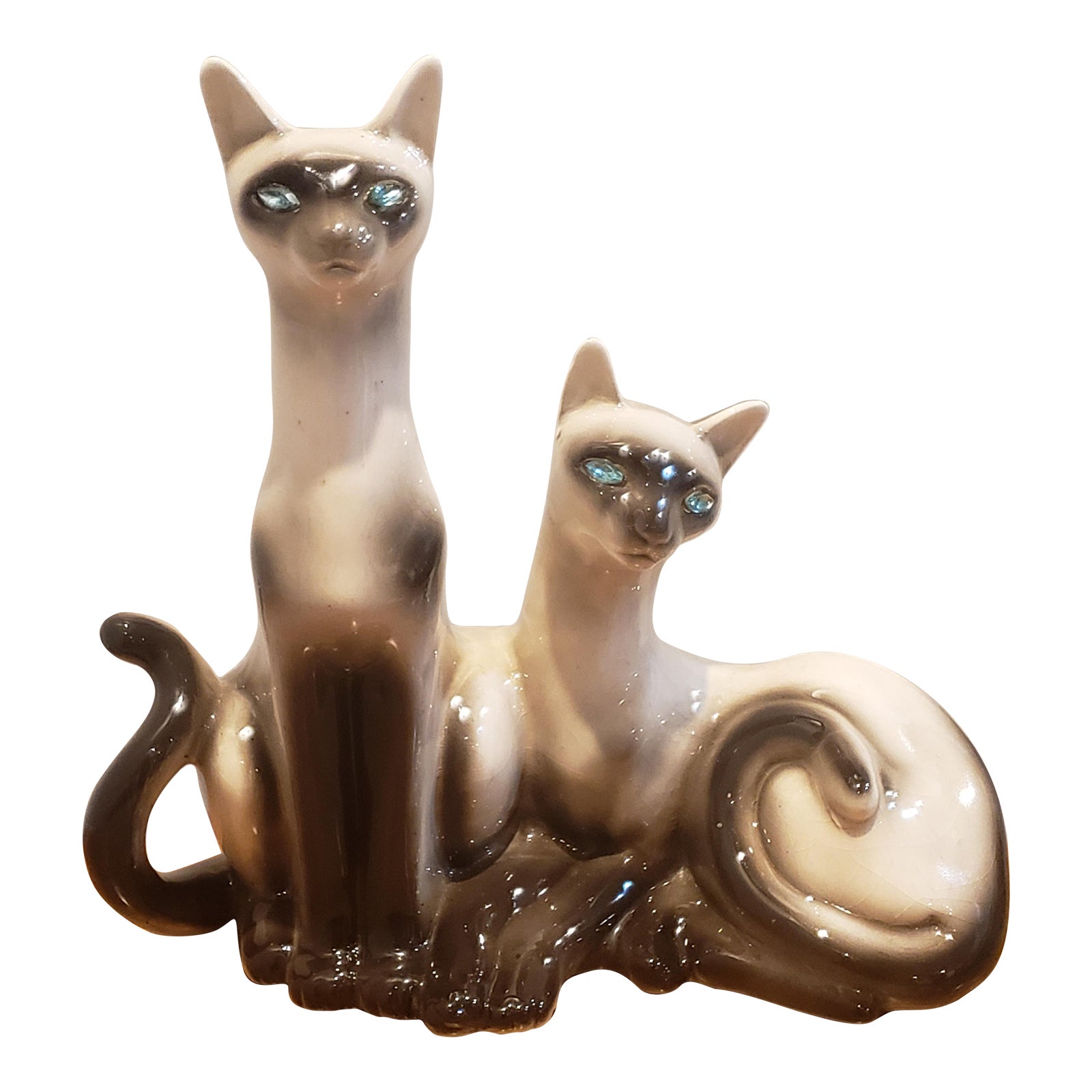Vintage 1950s Ceramic Siamese Cat Accent Lamp by Lane | Chairish