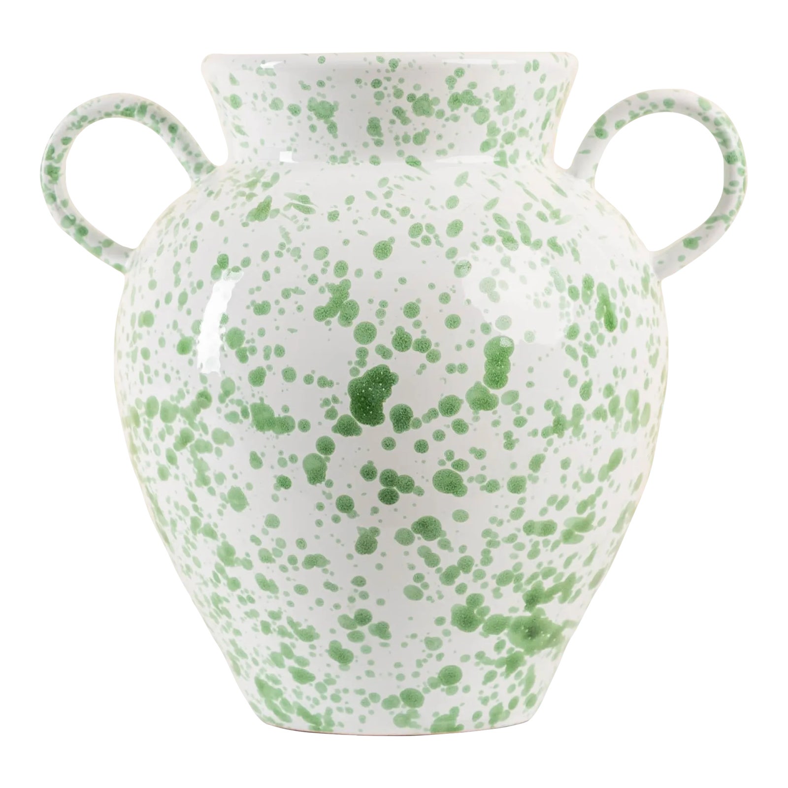 Taverna Speckled Two Handled Jug, Green/White | Chairish