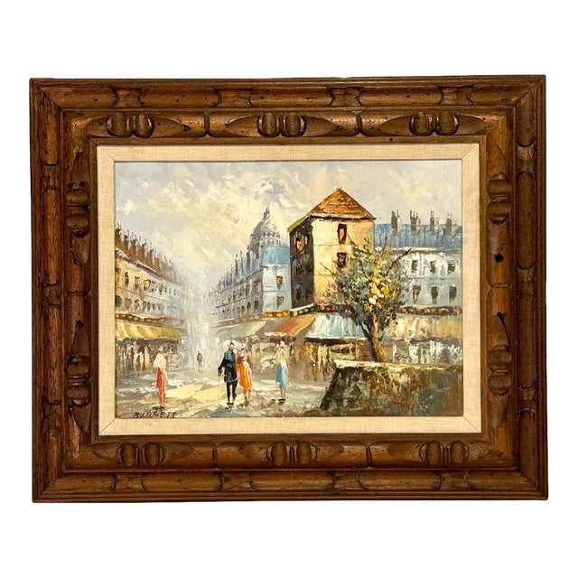 "Vibrant Paris Street Scene" Original Oil on Canvas Painting by Listed ...