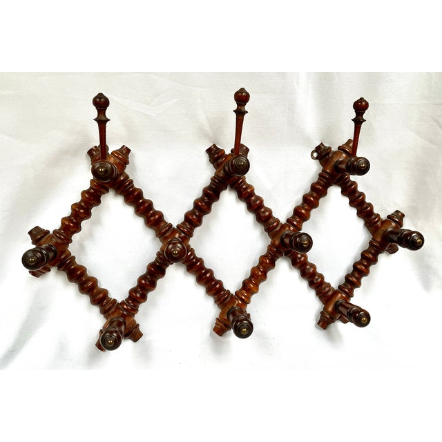 Early 1900s French Faux Bamboo Spindle Style Expandable Coat/Hat Rack ...
