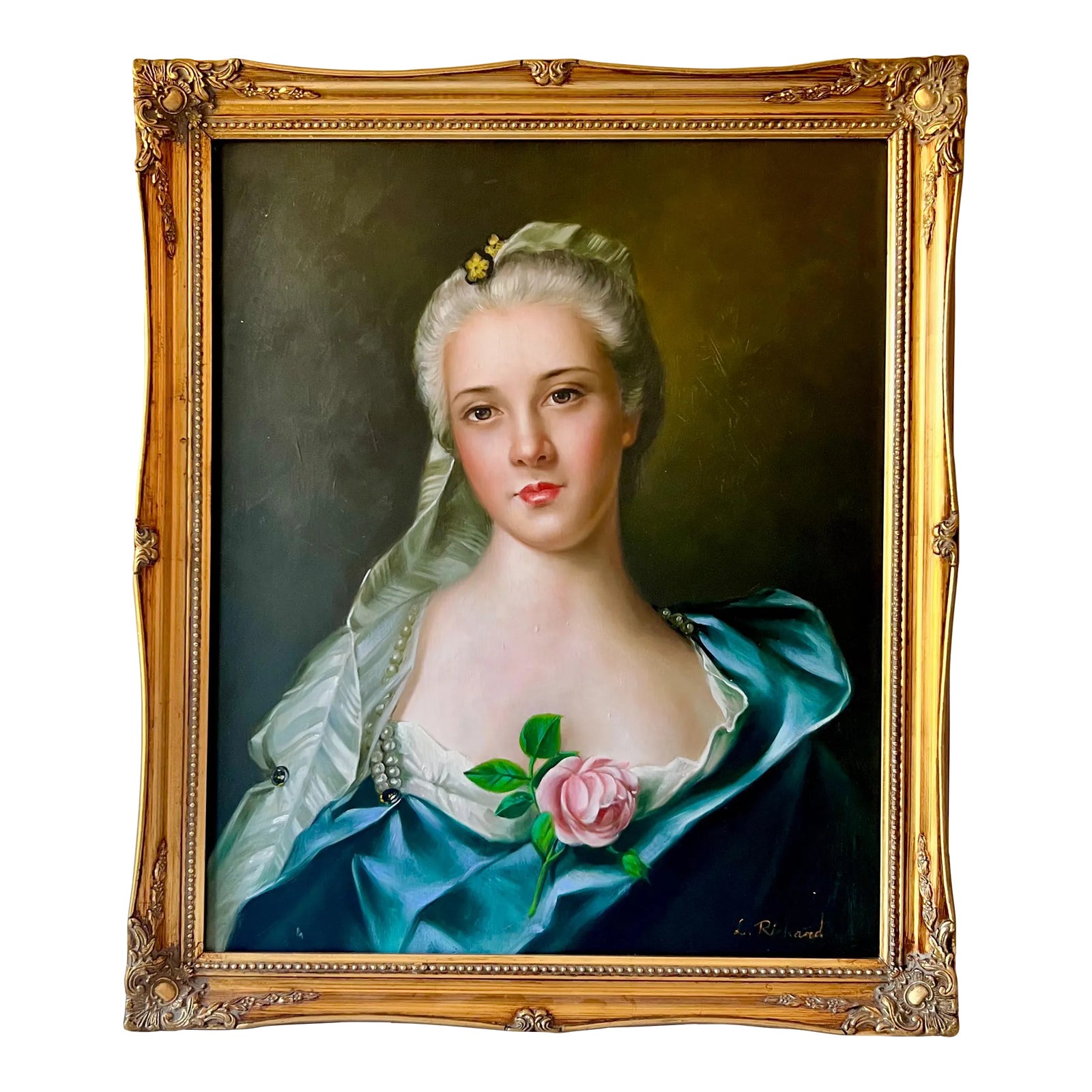 1940s Italian Oil Portrait of Manon Balleti Original Oil Painting in ...