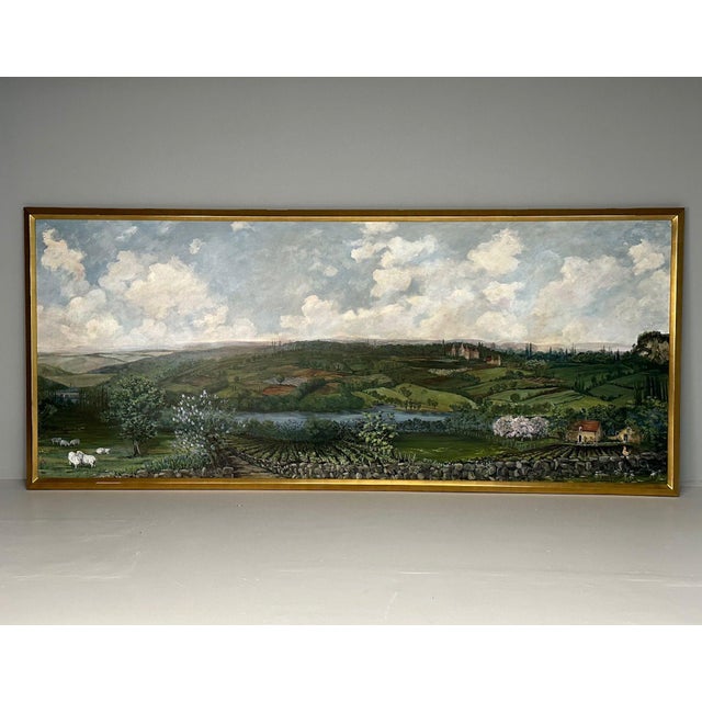 Mid Century Modern, Large Oil Canvas Painting, Landscape, Italian ...