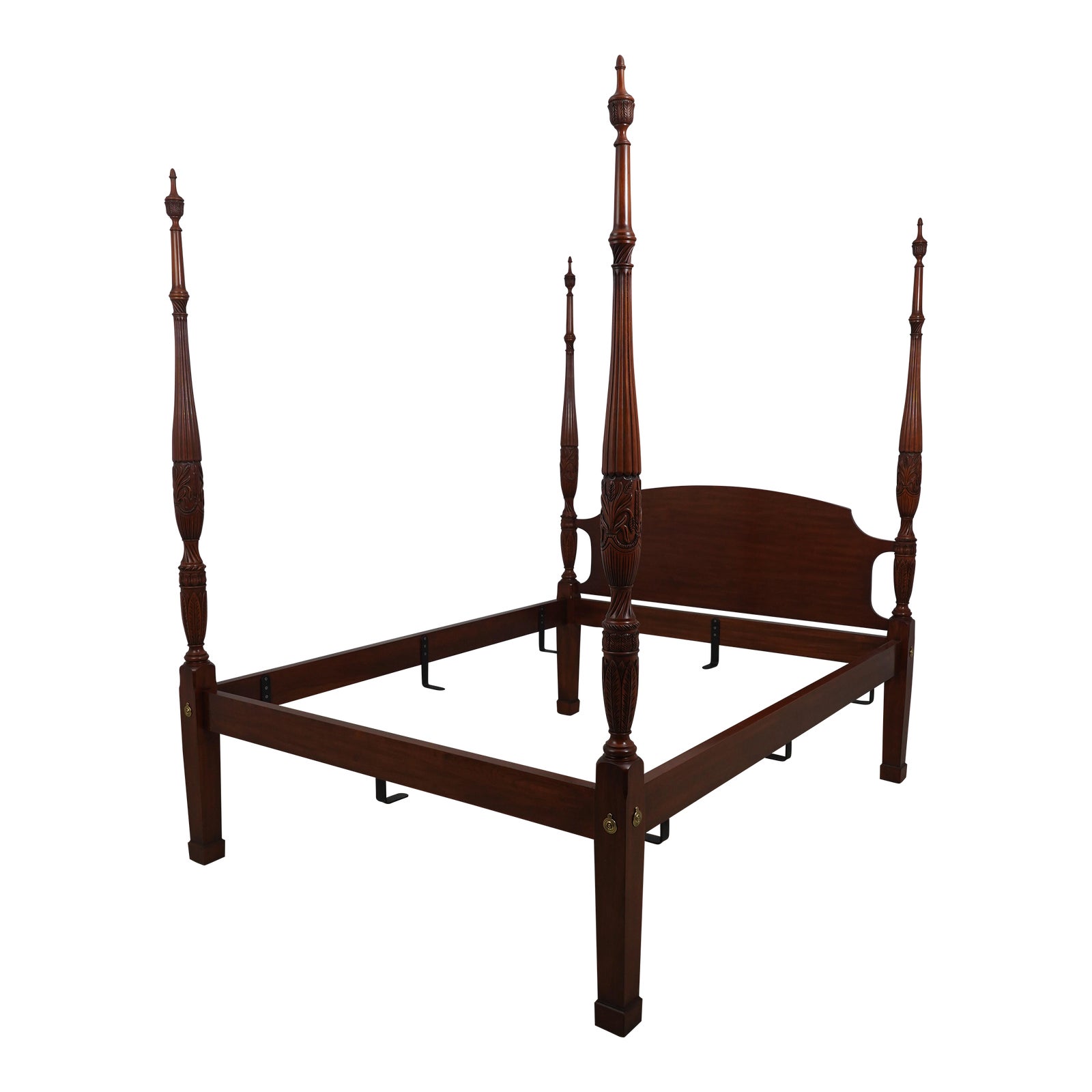 Henkel Harris Queen Size Cherry Rice Carved Poster Bed | Chairish