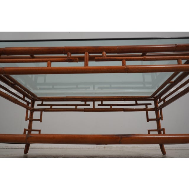Bamboo Rectangular Glass Top Coffee Table | Chairish