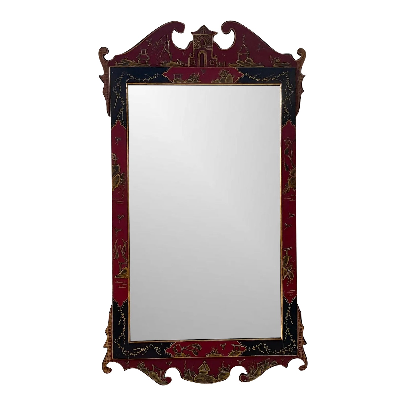 1920s Hand Painted Chinese Wall Mirror | Chairish