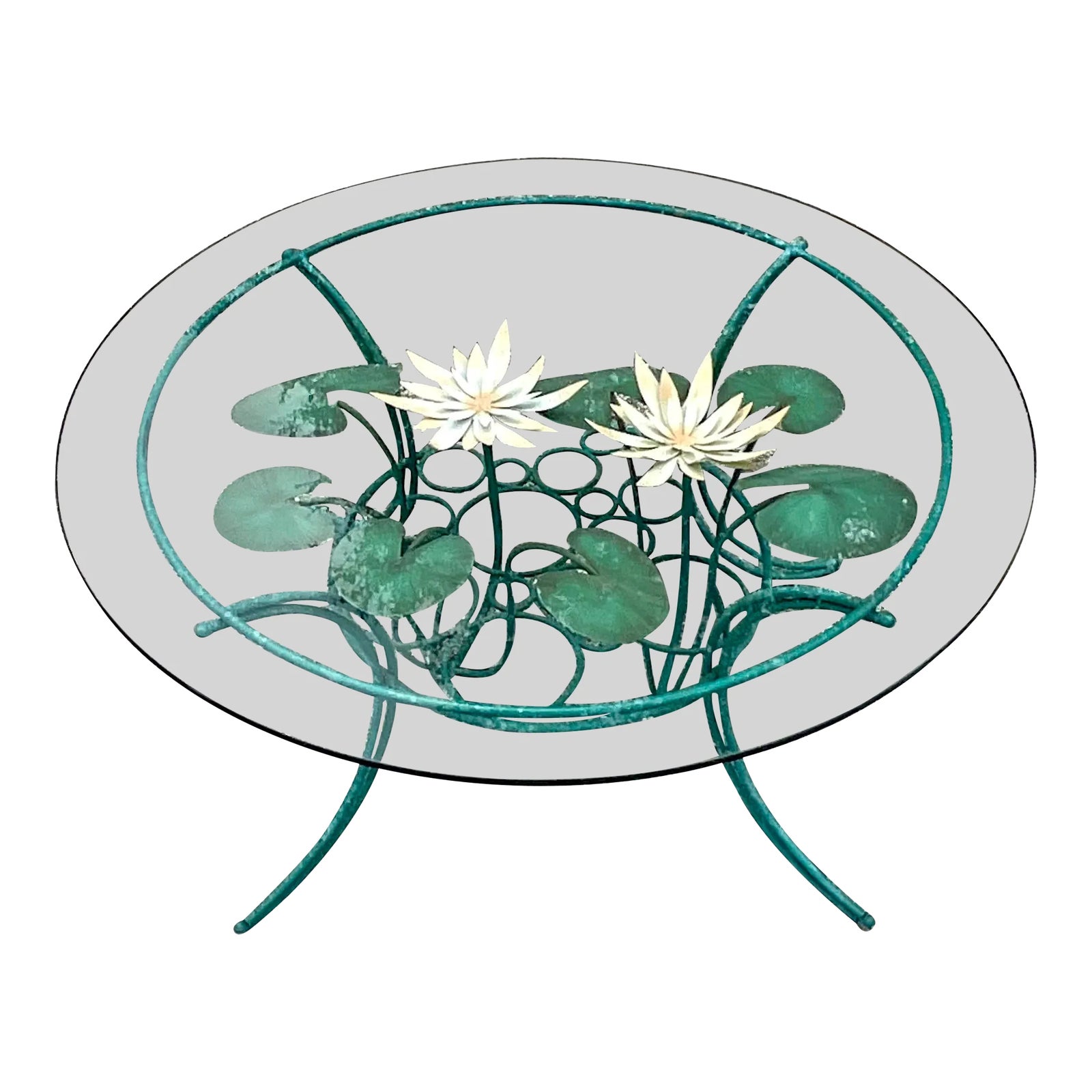 Late 20th Century Vintage Boho Signed Curtis Jere Lily Pad Coffee Table ...