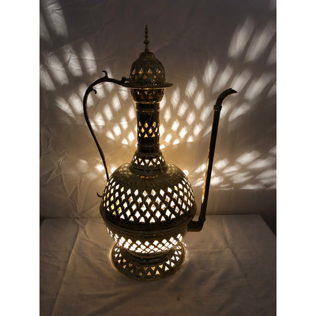 Large Tea Pot Aladdin Gold Brass Hand-Crafted Floor or Table Lamps - a ...