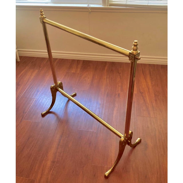 Mid-Century Brass Free-Standing Quilt or Towel Rack | Chairish