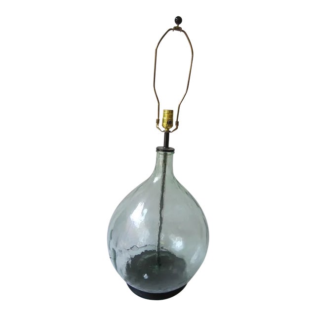 MCM Glass Demijohn Lamp | Chairish