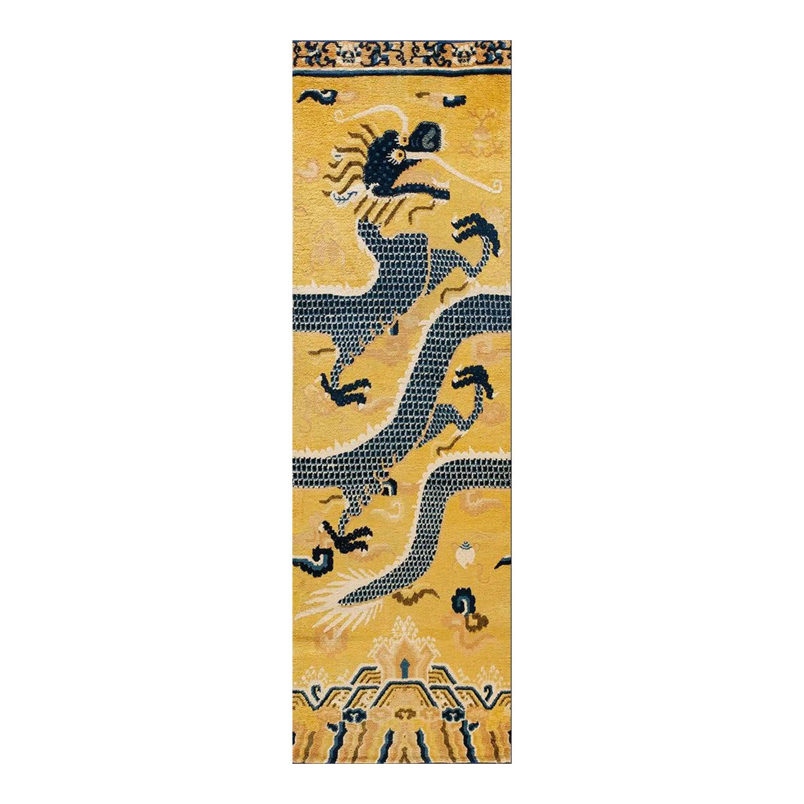 Late 18th Century Chinese Ningxia Dragon Pillar Carpet (2' 9'' X 9'-85 ...
