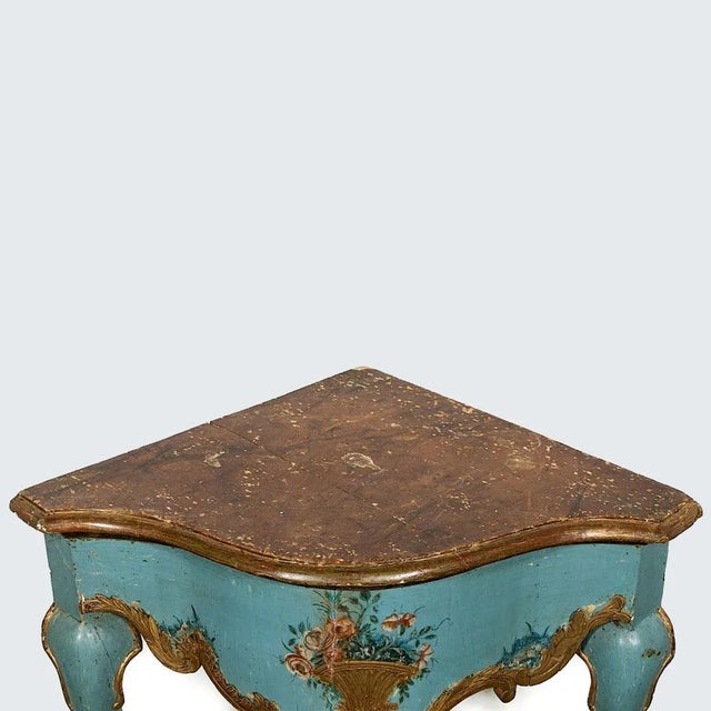 Italian Venetian Rococo Revival Painted Pine Corner Bracket Side Table ...