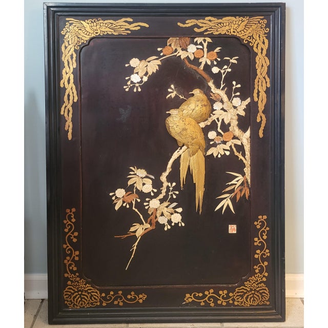 Two Large Shibayama Panels, Japanese Decorative Screen, Meiji Period ...